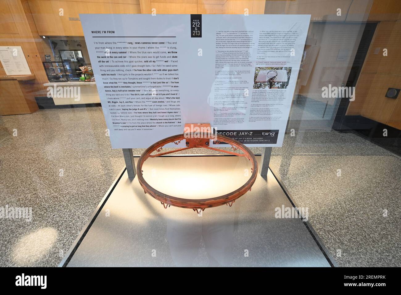New York, USA. 27th July, 2023. Basketball hoop on display part of the ...