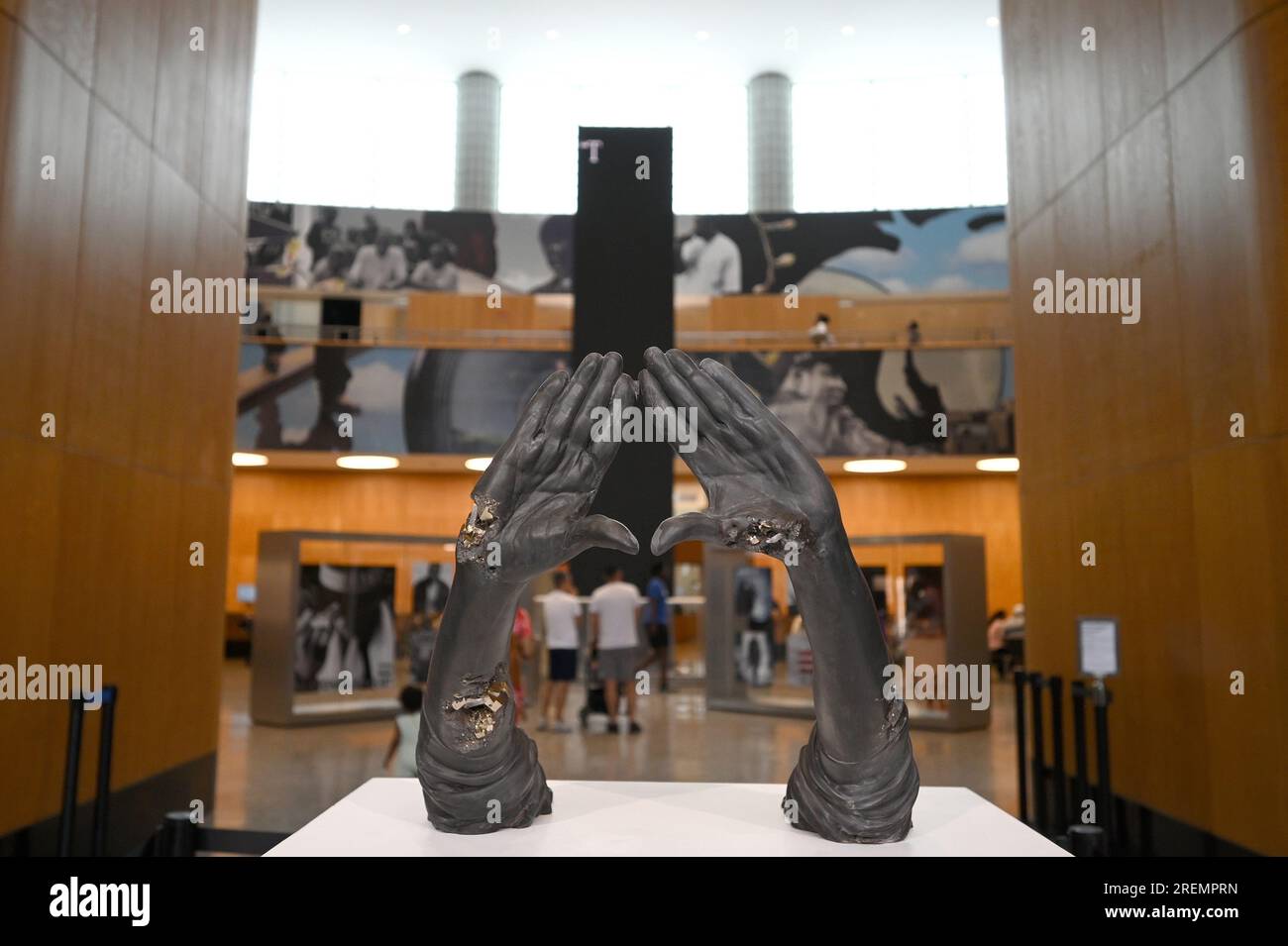 New York, USA. 27th July, 2023. HOV's Hands by artist Daniel Arsham ...