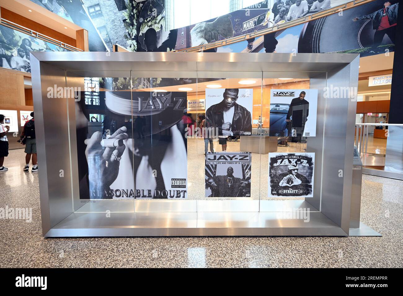 New York, USA. 27th July, 2023. Jay-Z album covers on display part of ...