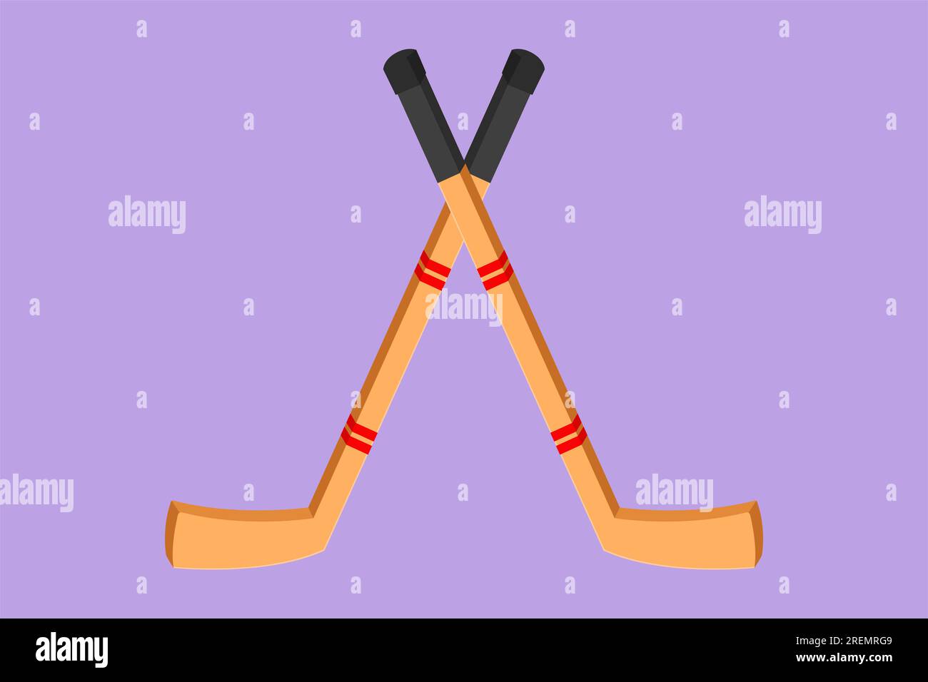 Cartoon flat style drawing stylized ice hockey stick logotype. Hockey ...
