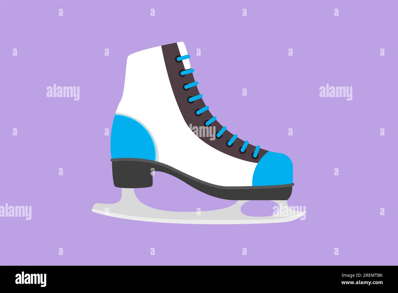 Cartoon flat style drawing stylized white classic ice figure skates ...