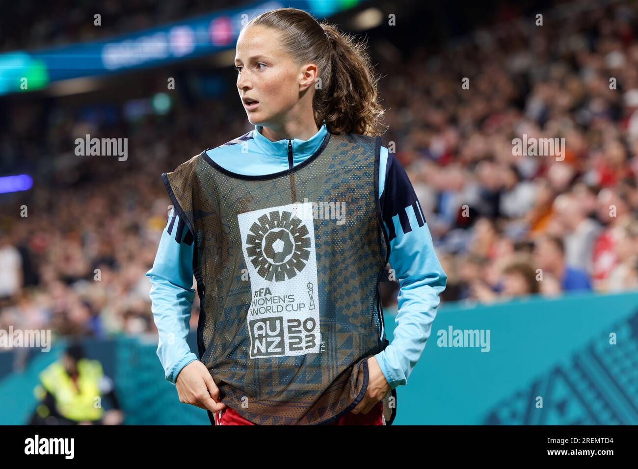 Sydney, Australia. 28th July, 2023. Nicoline Sorensen of Denmark warms ...