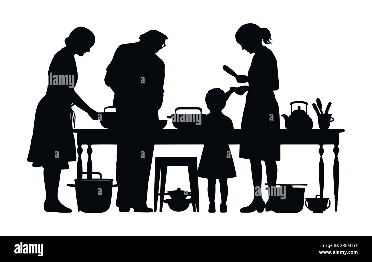 Child Cooking Silhouette