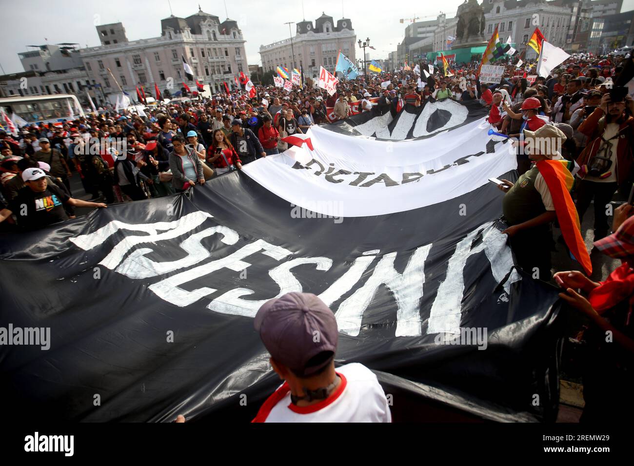 Lima, Peru. 28th July, 2023. People protest against interim President ...