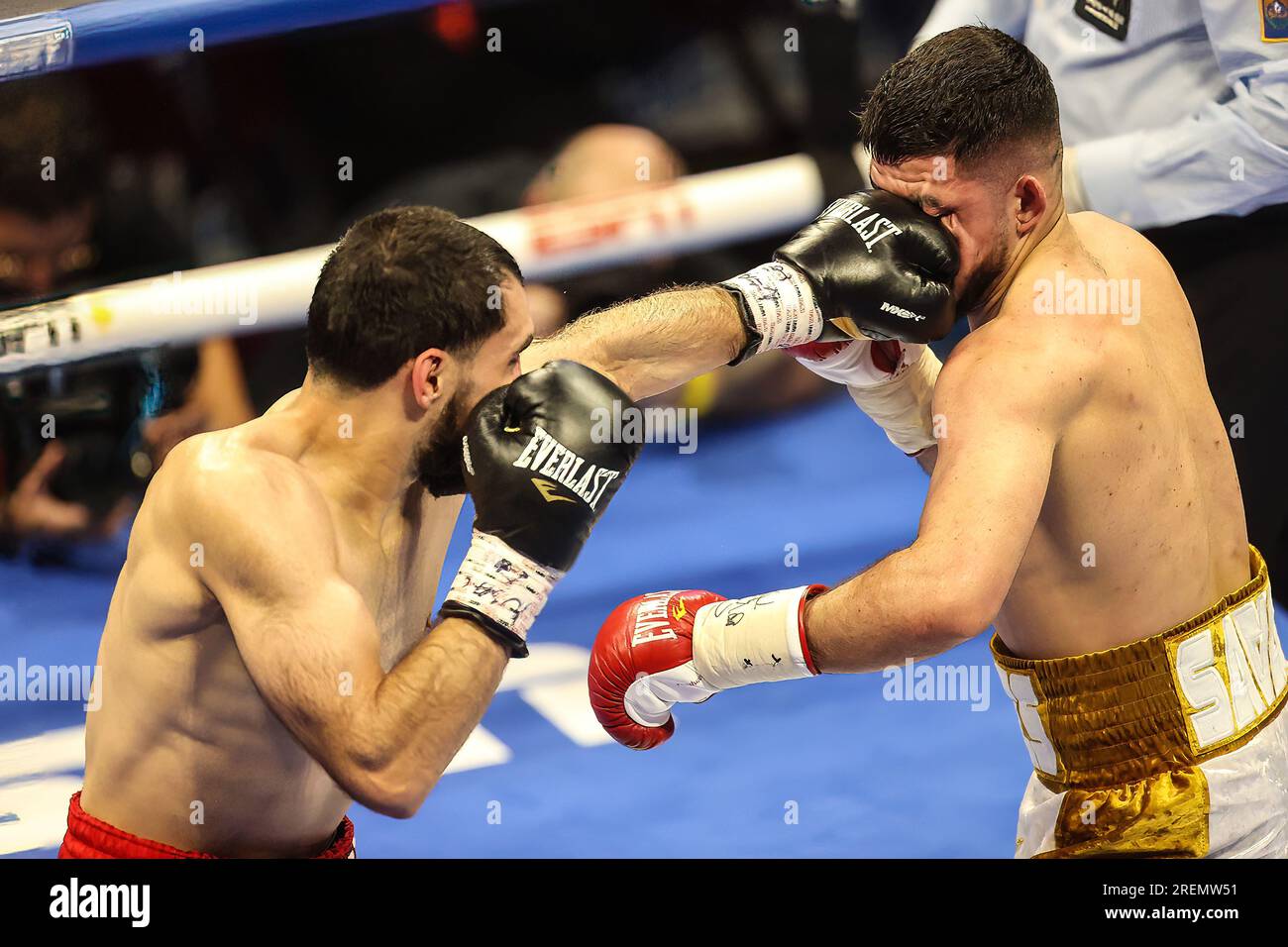 Las Vegas, NV, USA. 28th July, 2023. Xavier Martinez (L) punches Andres ...