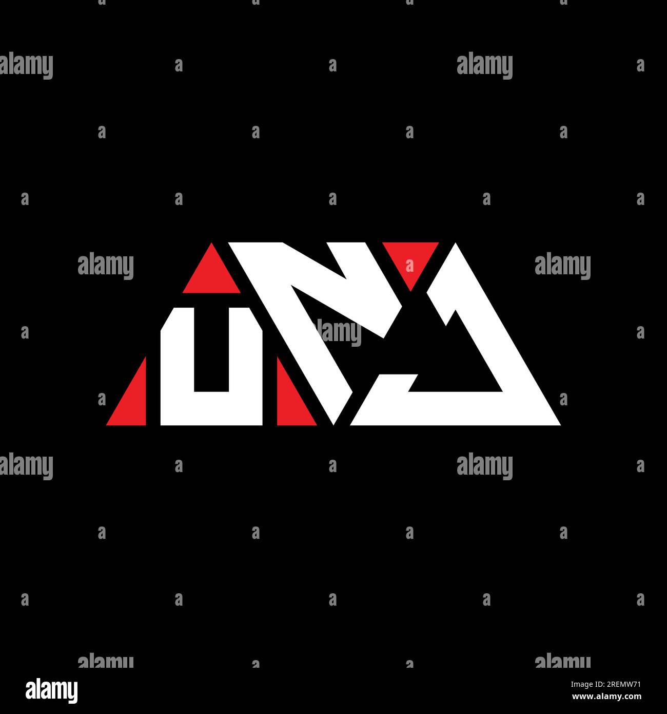 UNJ triangle letter logo design with triangle shape. UNJ triangle logo ...
