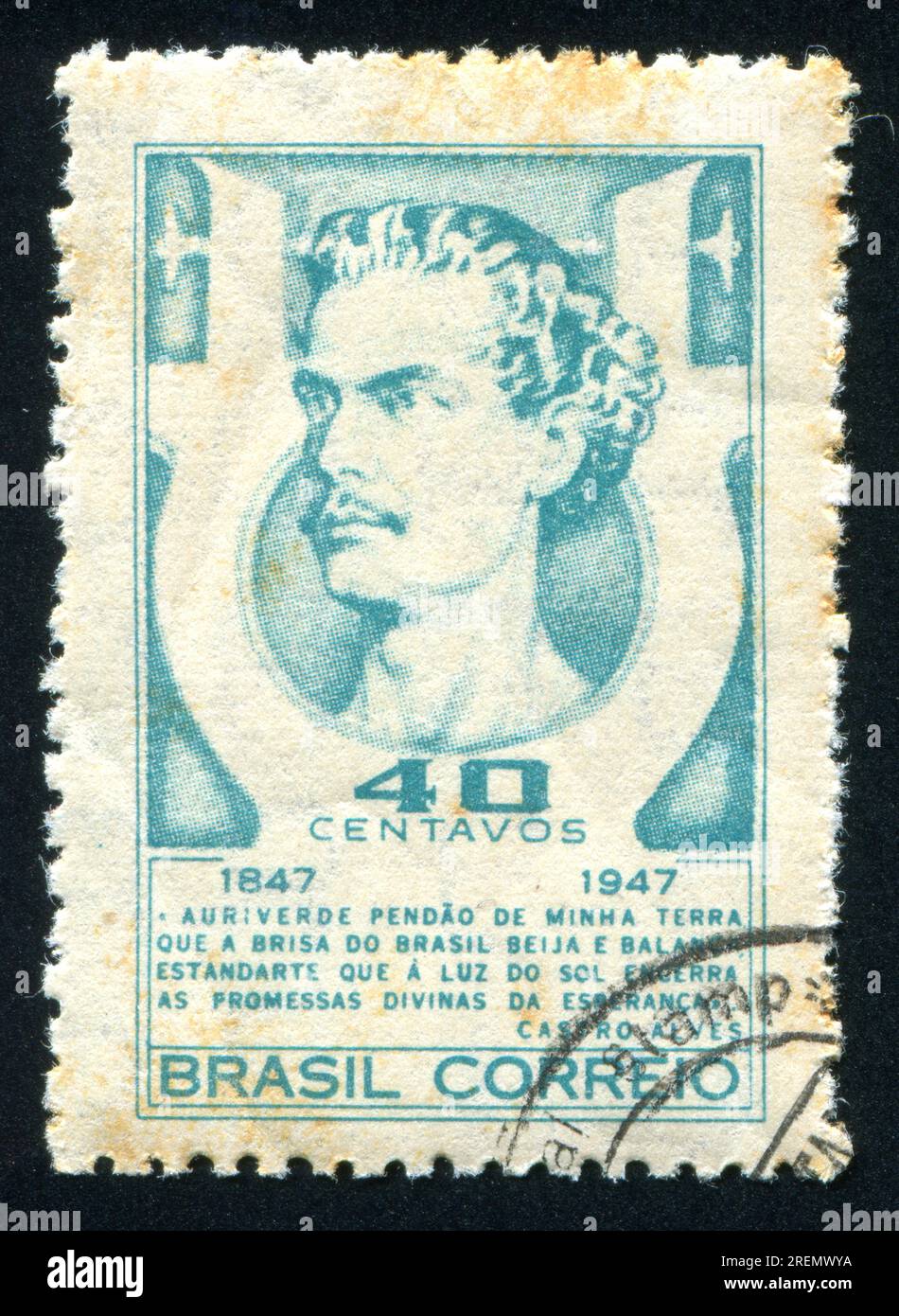 BRAZIL - CIRCA 1947: stamp printed by Brazil, shows Antonio de Castro ...