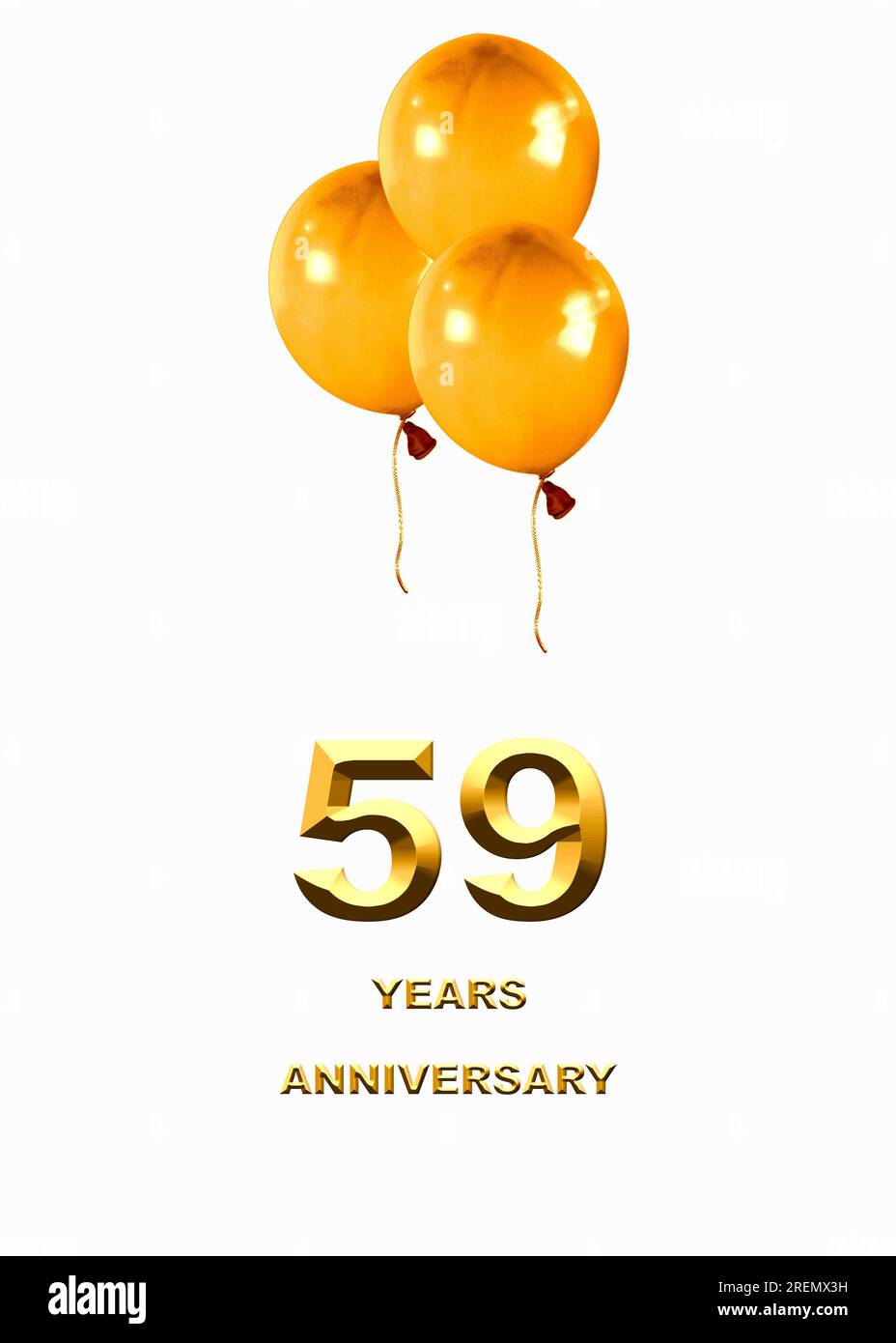 3d illustration, 59 anniversary. golden numbers on a festive background ...