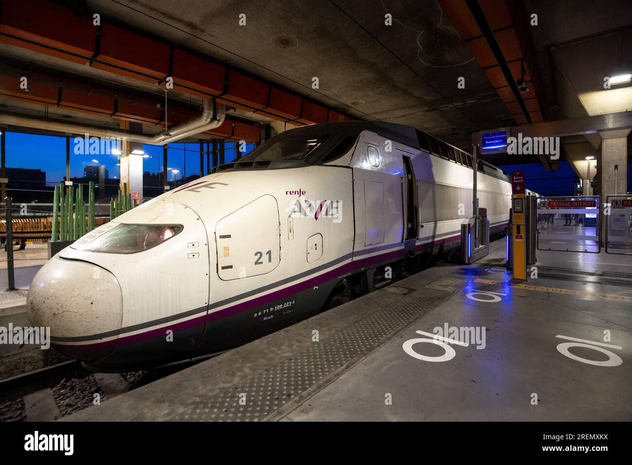 Marseille, France. 28th July, 2023. A train operated by Spanish rail ...