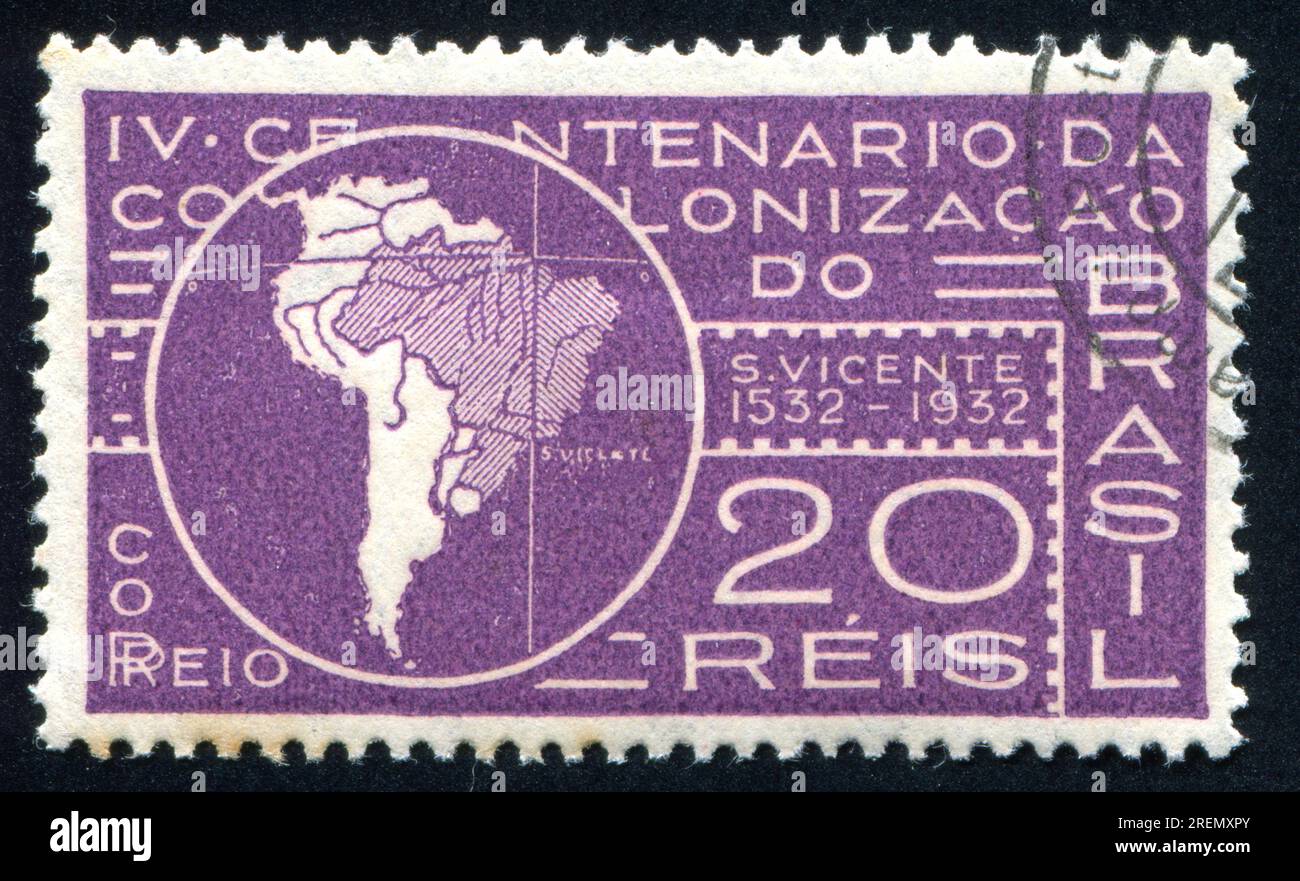 BRAZIL - CIRCA 1932: stamp printed by Brazil, shows Map of South ...