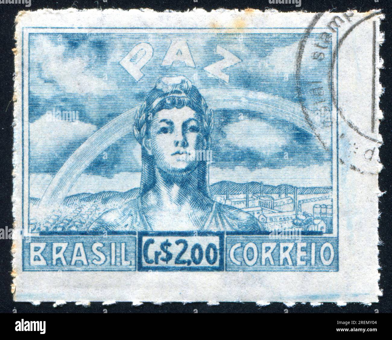 BRAZIL - CIRCA 1945: stamp printed by Brazil, shows Liberty, circa 1945 ...