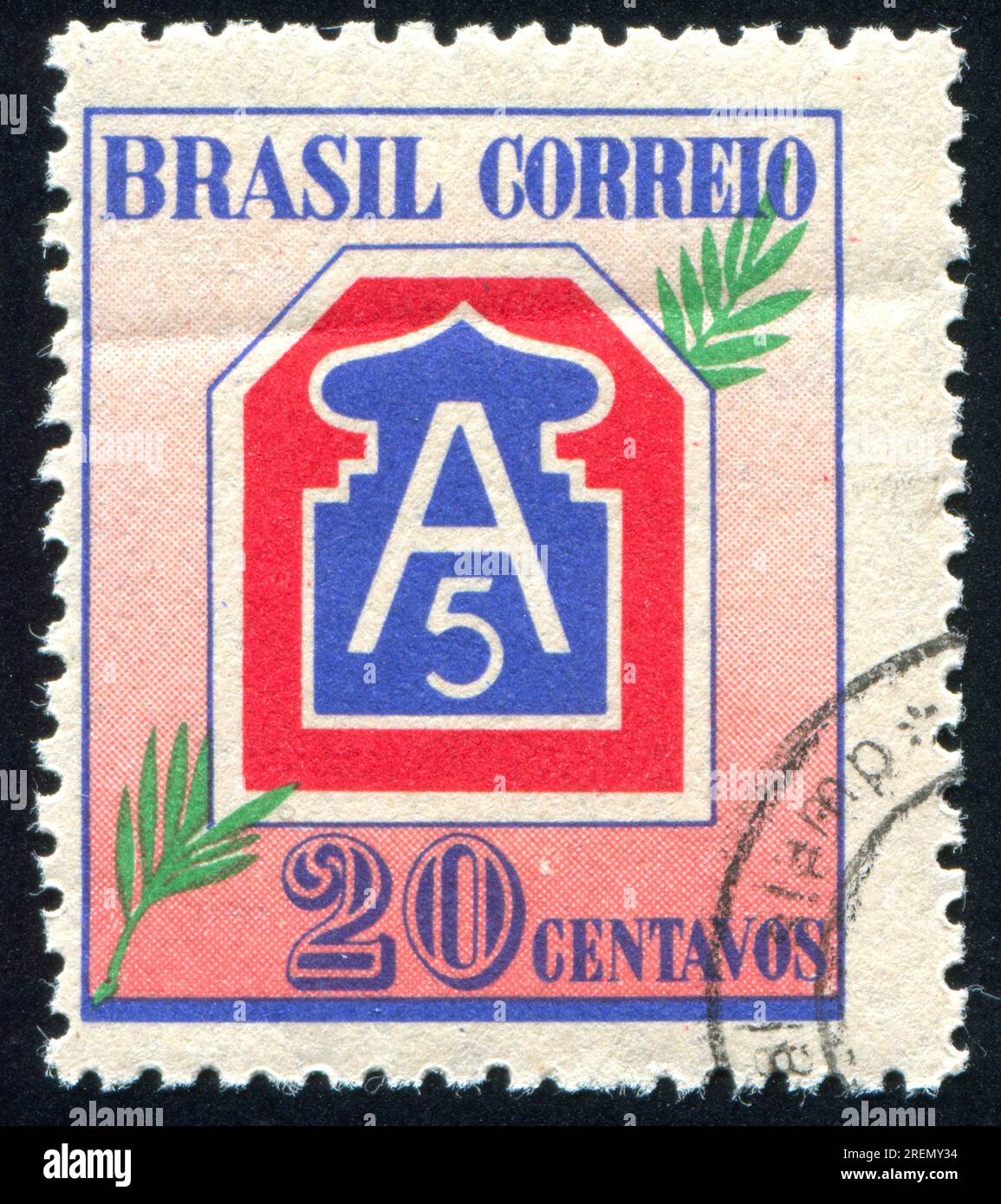 BRAZIL - CIRCA 1945: stamp printed by Brazil, shows Emblems of 5th Army ...