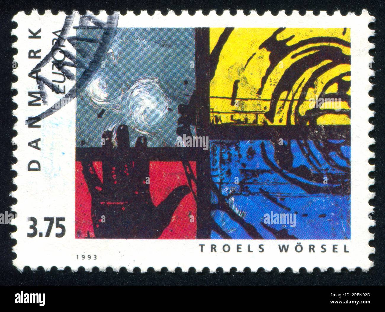 DENMARK - CIRCA 1993: stamp printed by Denmark, shows abstraction art ...