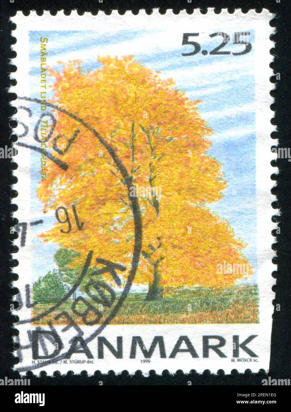 DENMARK - CIRCA 1999: stamp printed by Denmark, shows autumn tree ...