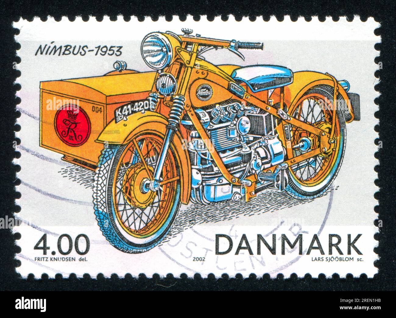 DENMARK - CIRCA 2002: stamp printed by Denmark, shows Nimbus motorcycle ...