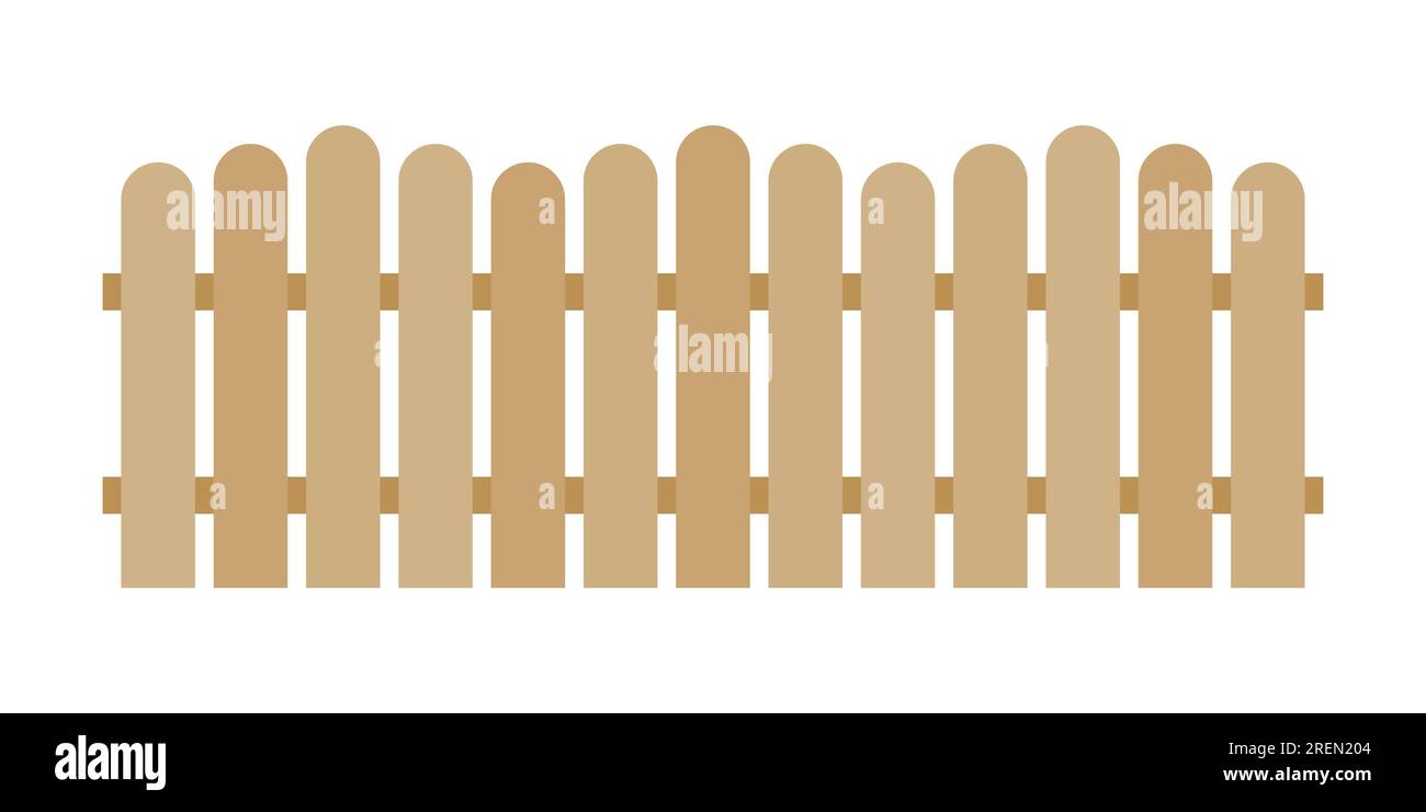 Wooden picket fence simple flat vector. Cartoon style picket fence ...