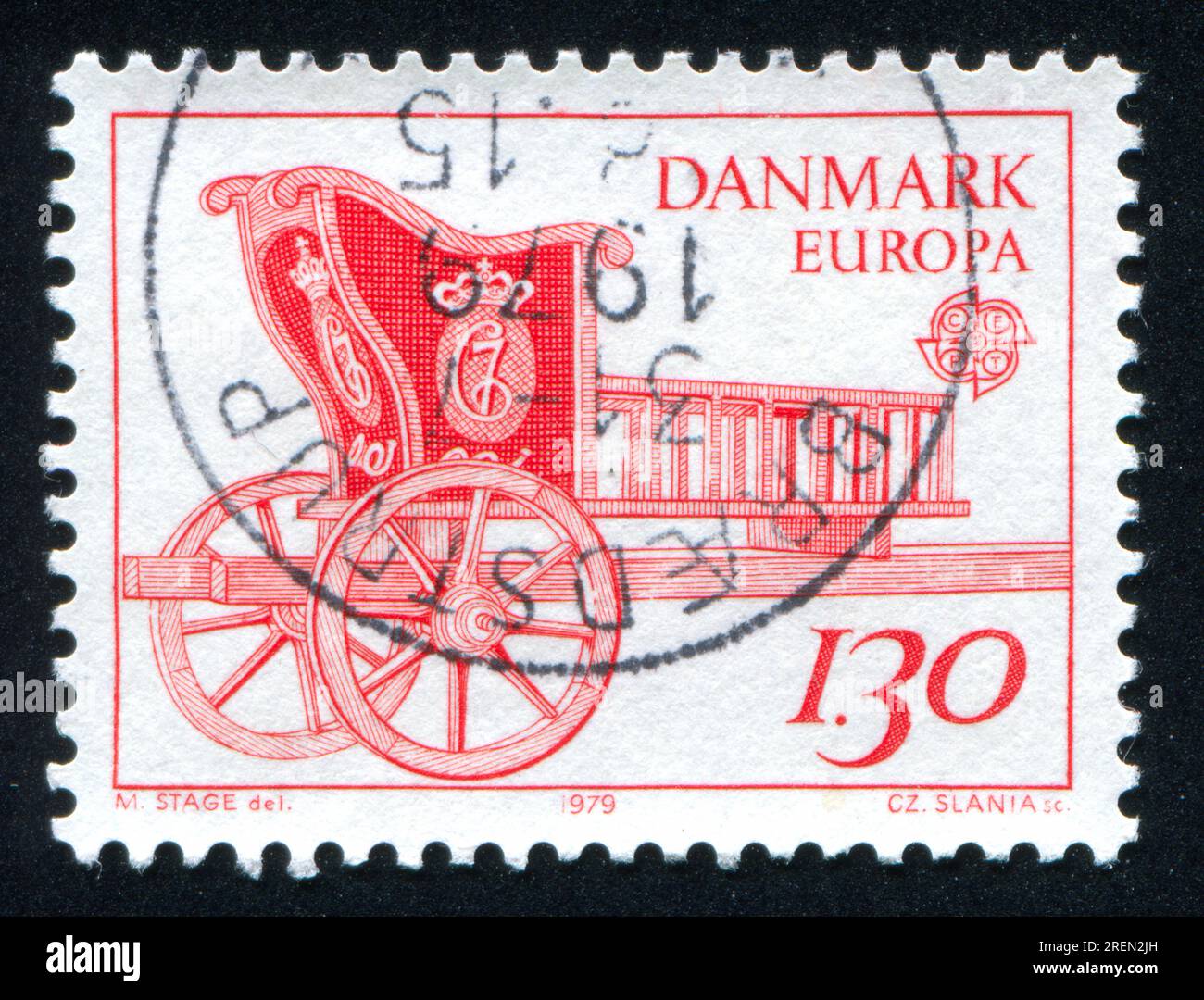 DENMARK - CIRCA 1979: stamp printed by Denmark, shows Mail cart, circa ...