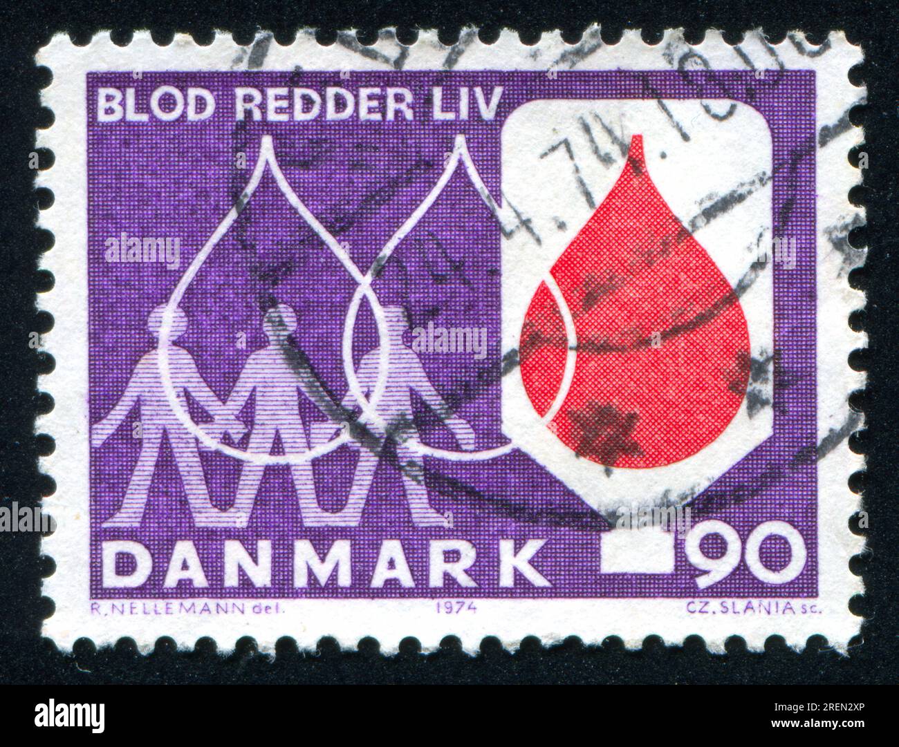 DENMARK - CIRCA 1974: stamp printed by Denmark, shows Blood Donors ...