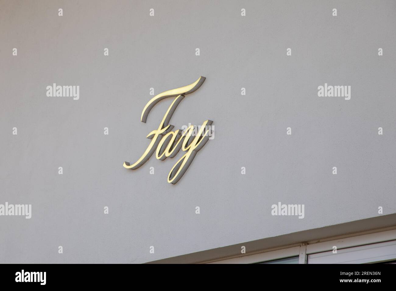 Milan , Italy - 07 15 2023 : fay sign logo brand and text facade ...
