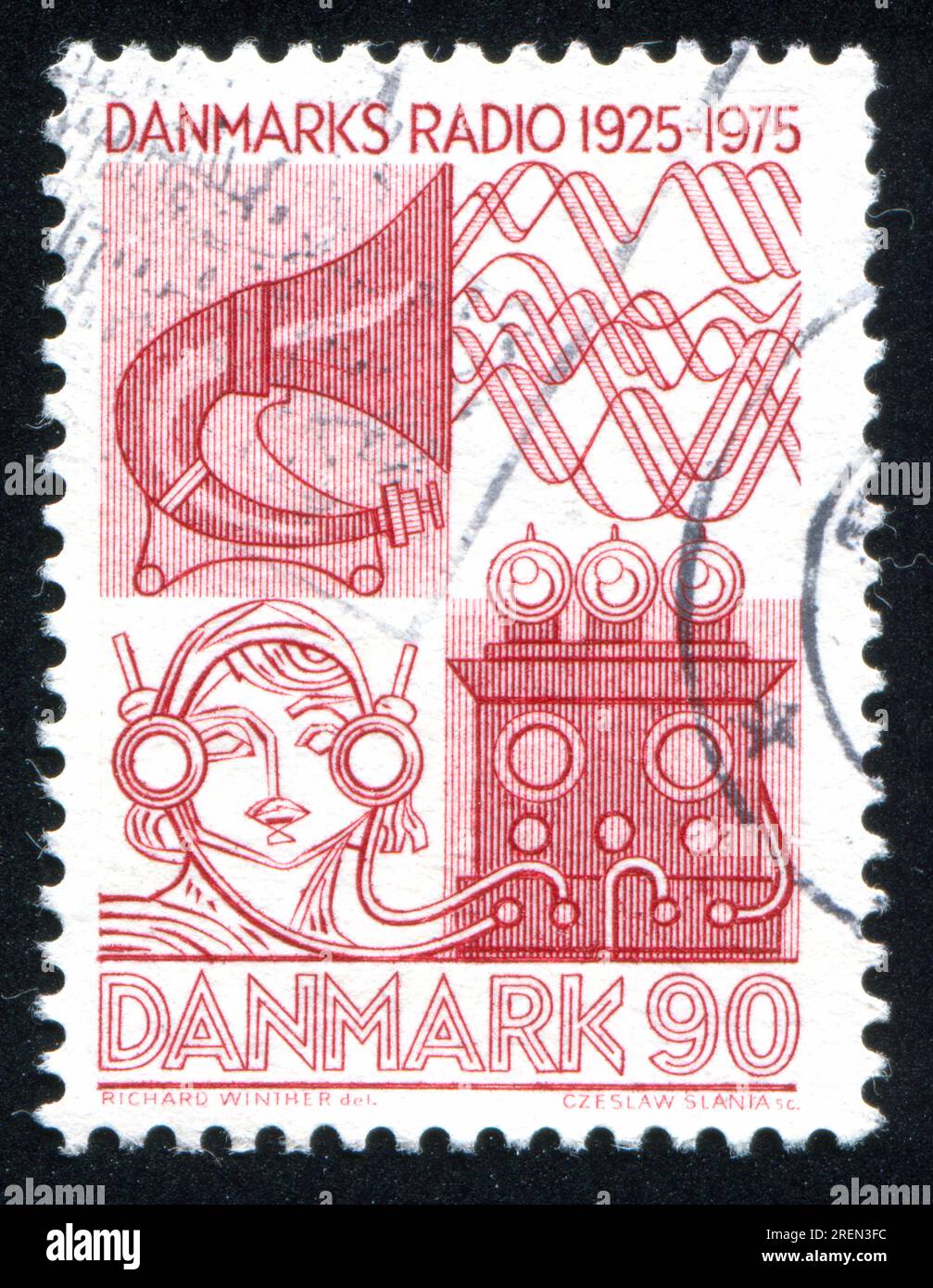 DENMARK - CIRCA 1975: stamp printed by Denmark, shows Early Radio ...