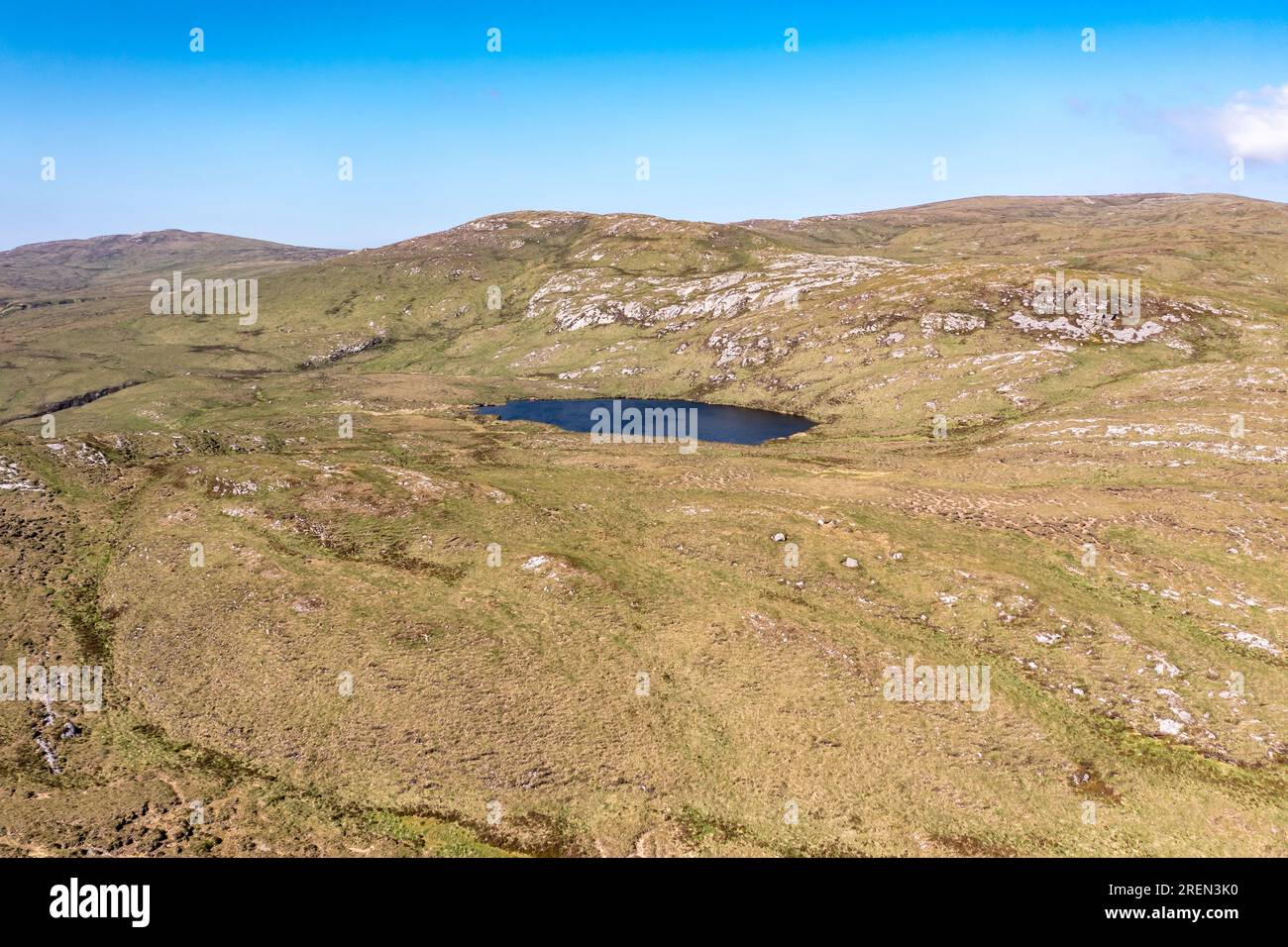 Aerial of the Lough above lough Keel by Crolly, County Donegal ...