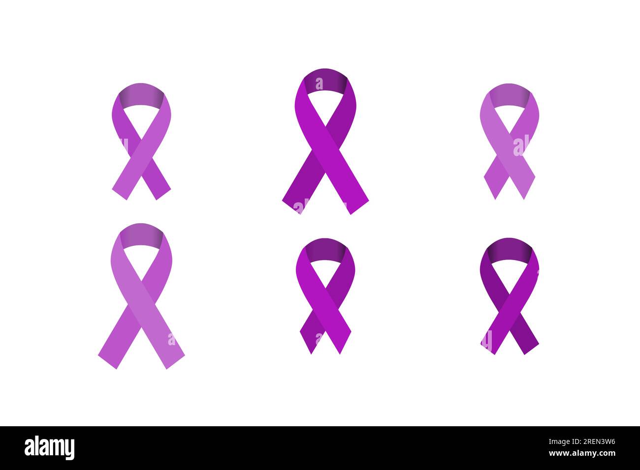 Awareness ribbon set. Purple and violet cause awareness isolated ...