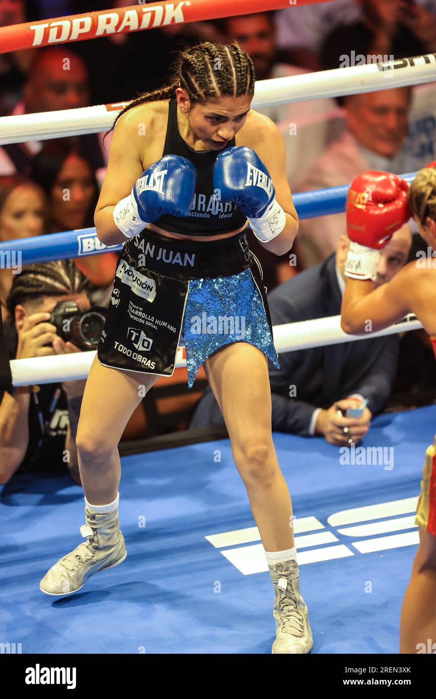 Las Vegas, NV, USA. 28th July, 2023. Leonela Yudica (R) watches her ...