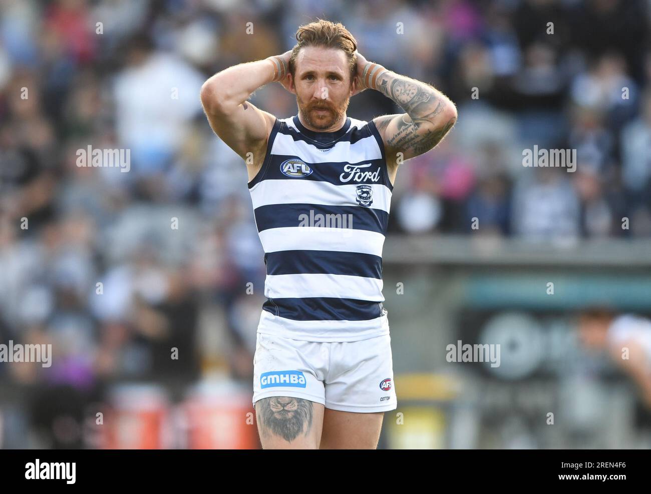 Geelong, Australia. 29th July, 2023. Zach Tuohy of the Cats is seen ...