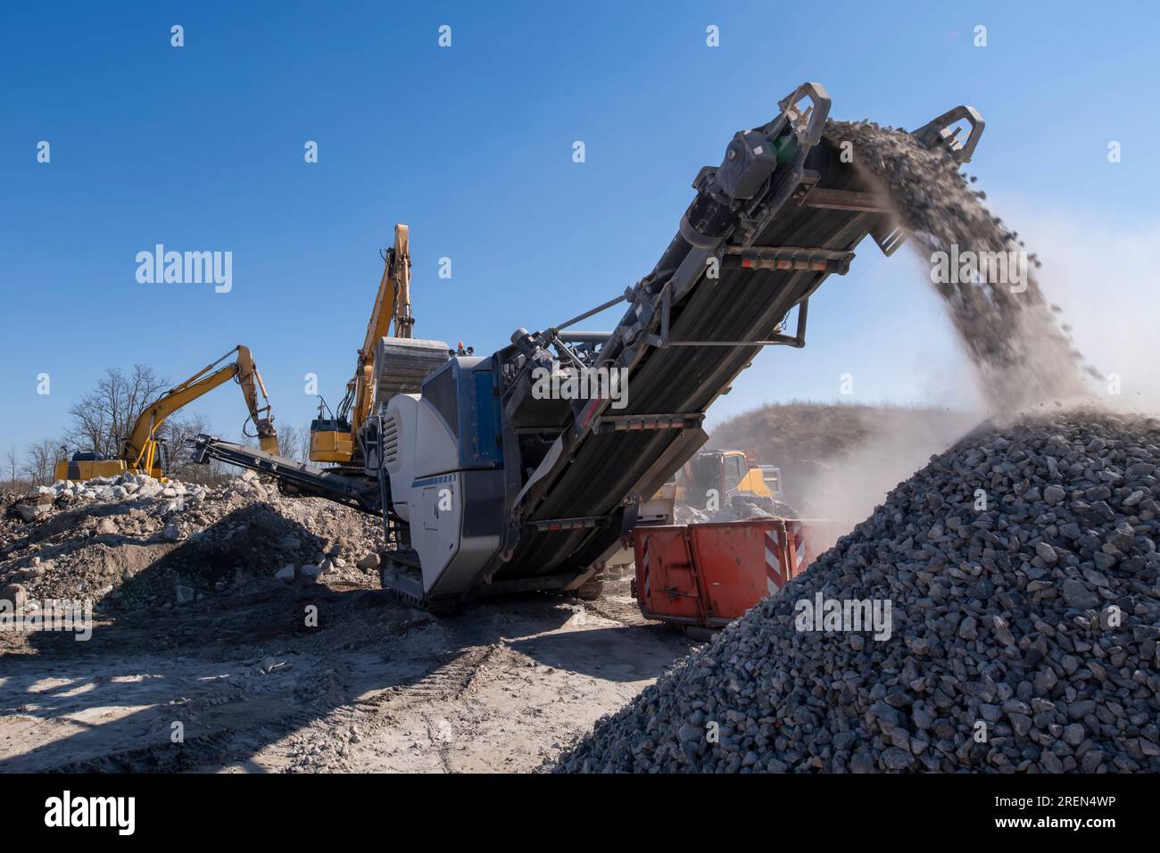 Concrete is crushed at a construction site Stock Photo - Alamy