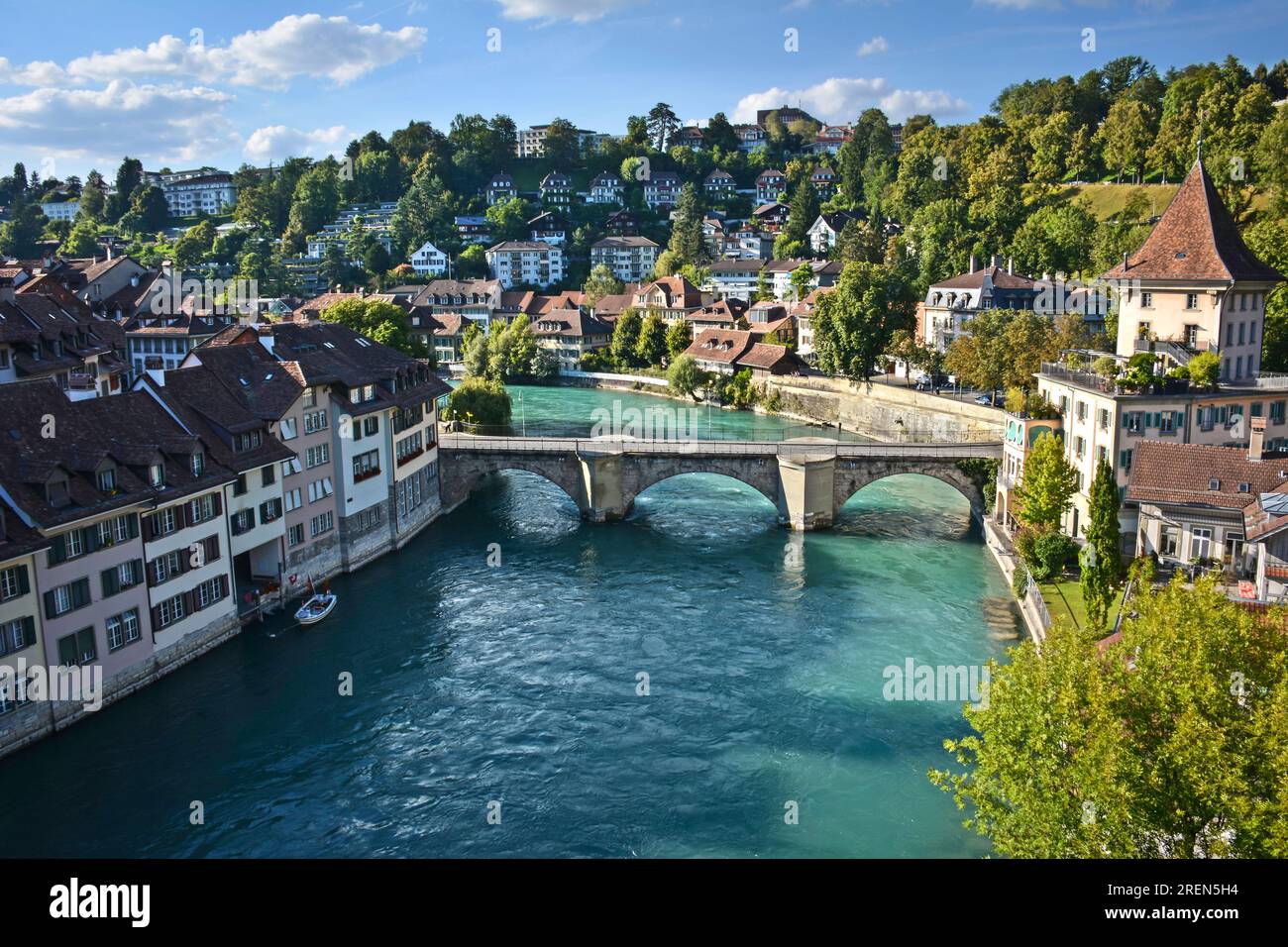 Picturesque View of Bern by the Aare River - Switzerland Stock Photo ...