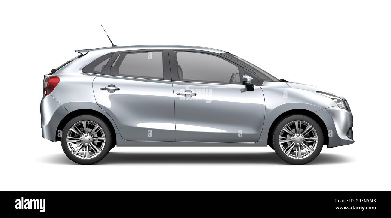 Silver hatchback car on white background Stock Photo - Alamy