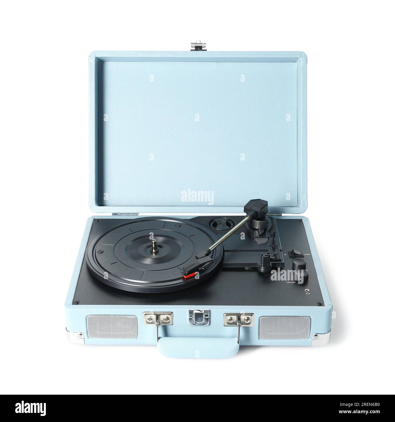 Record player with vinyl disk on white background Stock Photo - Alamy