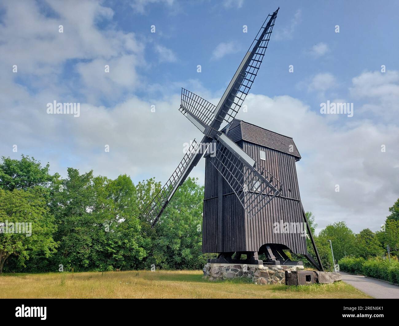 Historic post mill in Trelleborg in Sweden Stock Photo - Alamy