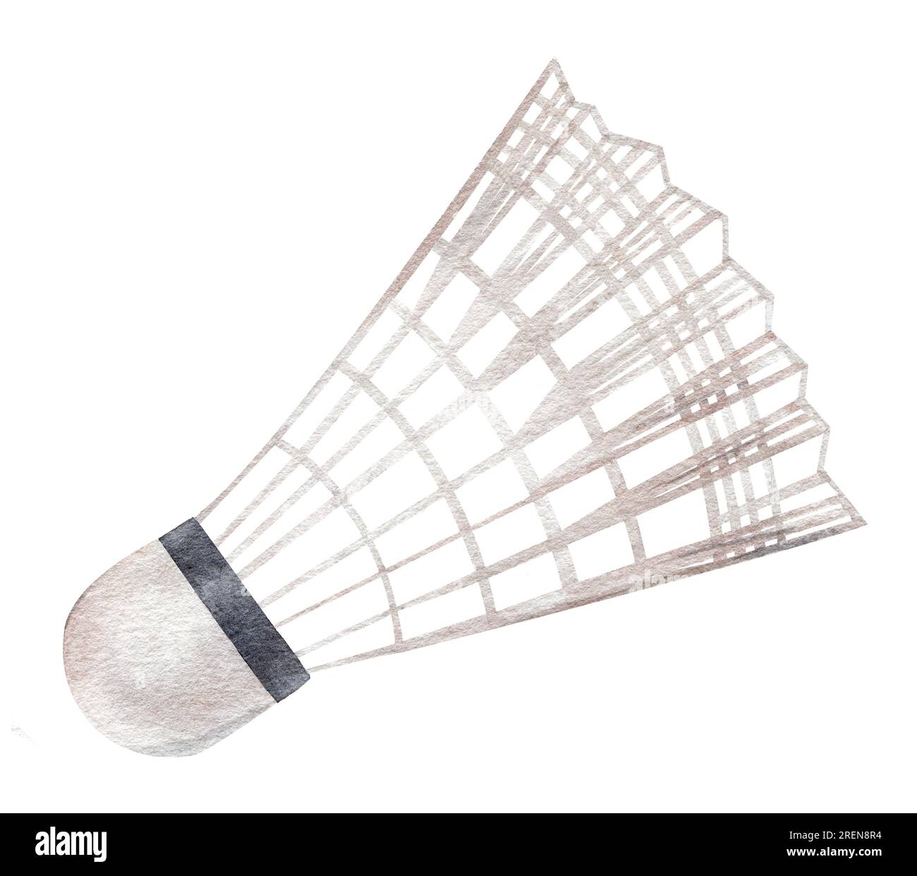 watercolor illustration of shuttlecock on white background Stock Photo ...