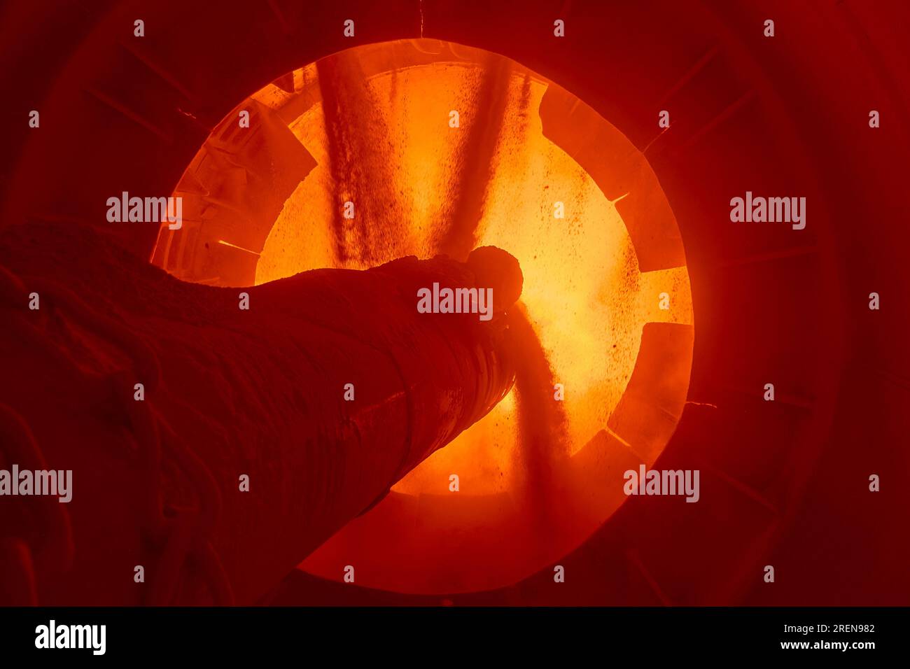 Combustion chamber of furnace with streams of hot gas Stock Photo - Alamy