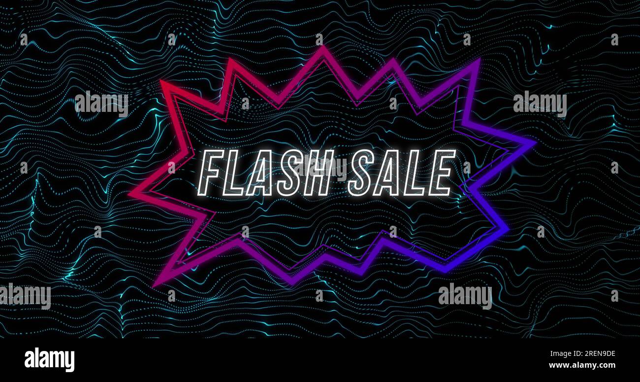 Image of flash sale text in speech bubble over wave pattern against ...