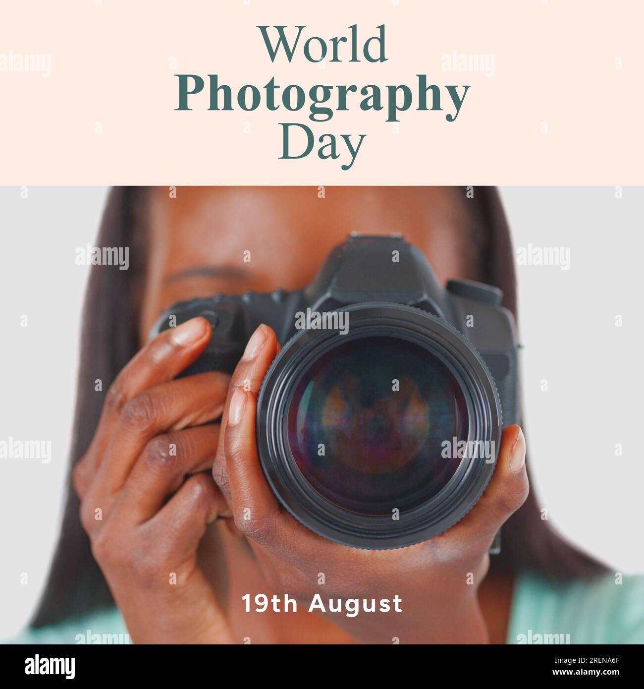 World photography day text in green and date over african american ...