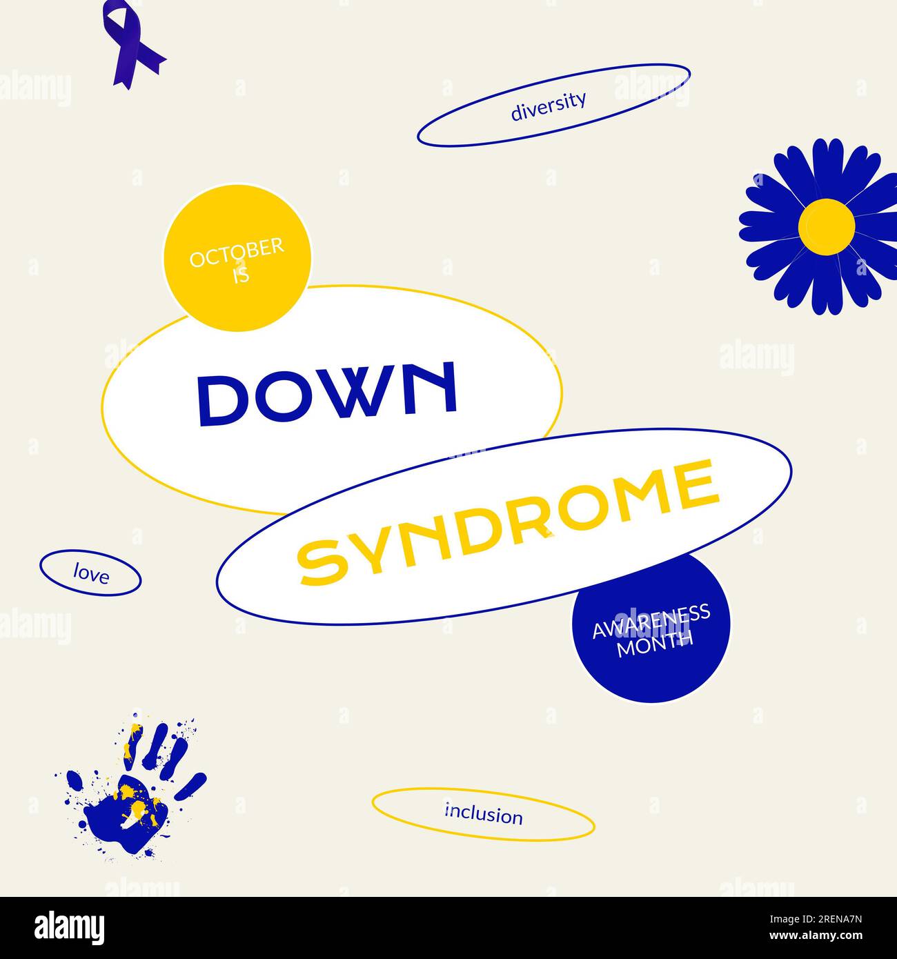 Illustration of october is down syndrome awareness month, diversity ...