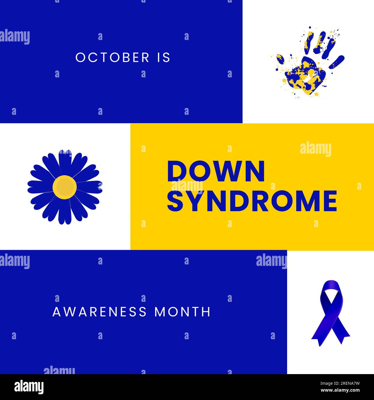 Illustration of handprint, flower, awareness ribbon, october is down ...