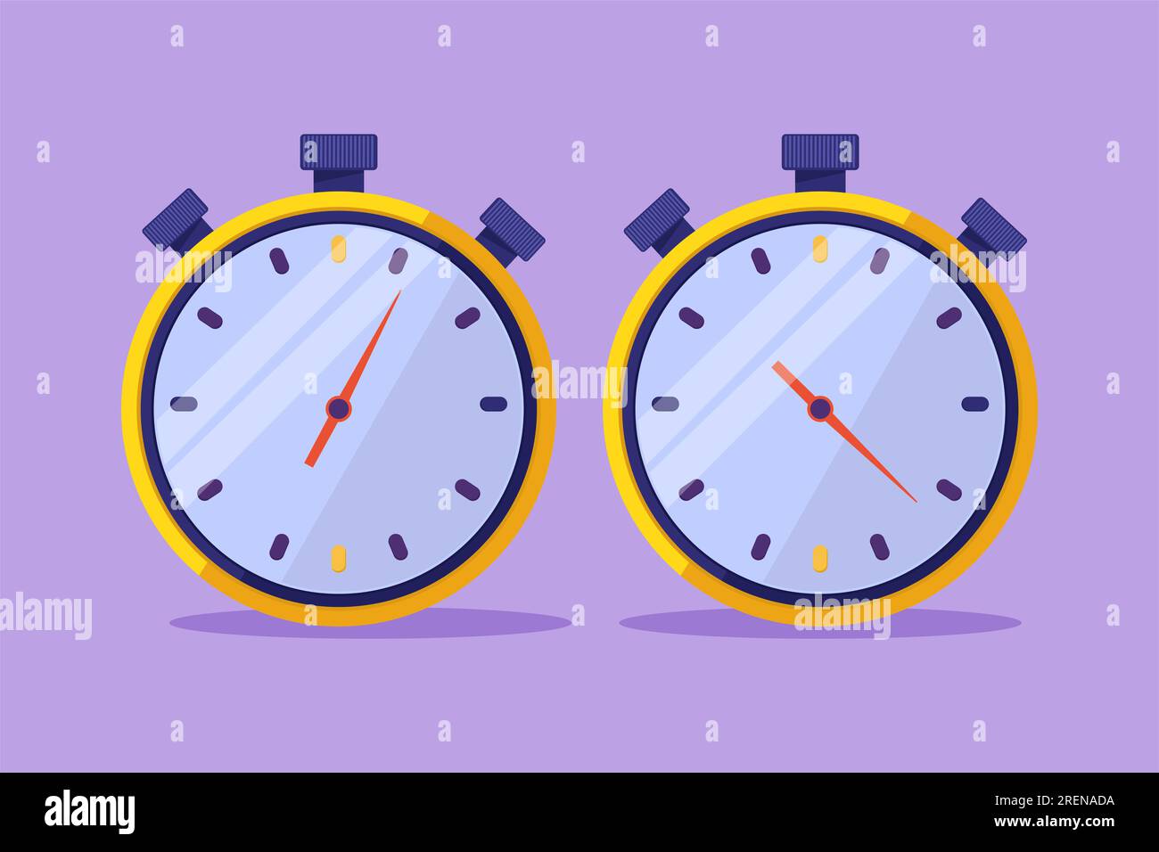 Cartoon flat style drawing stylized stopwatch, special watch to start ...