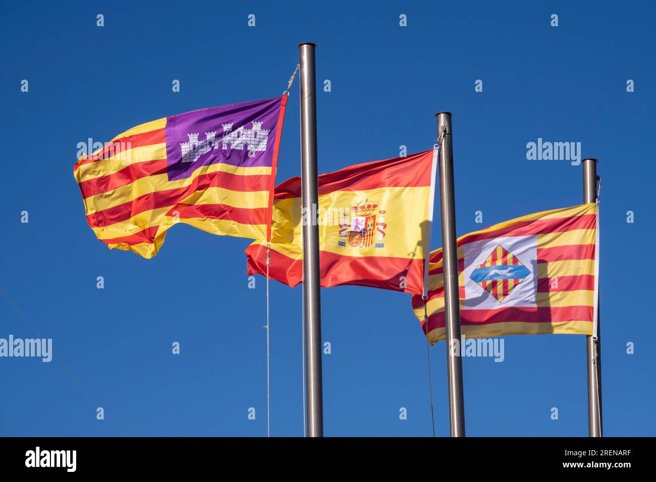 flags of the people, the community and the country, Inca, Mallorca ...
