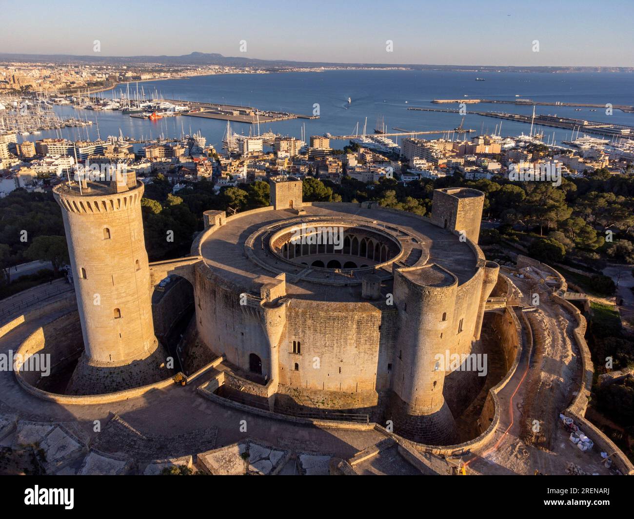 Bellver castle and the city of Palma in the background, Mallorca ...