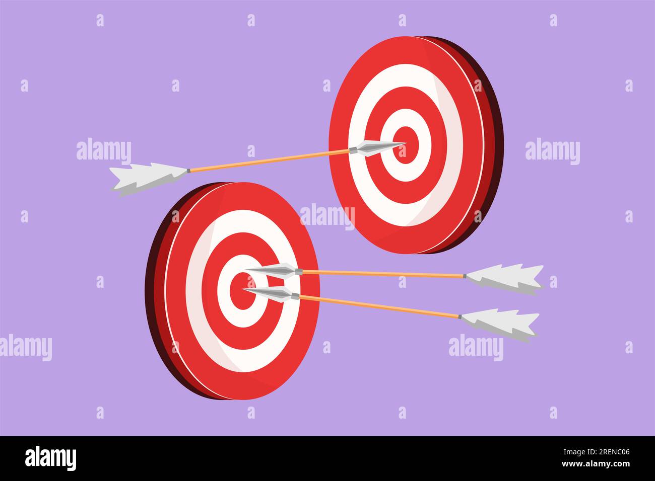 Character flat drawing two stylized archery target logo, label, symbol ...