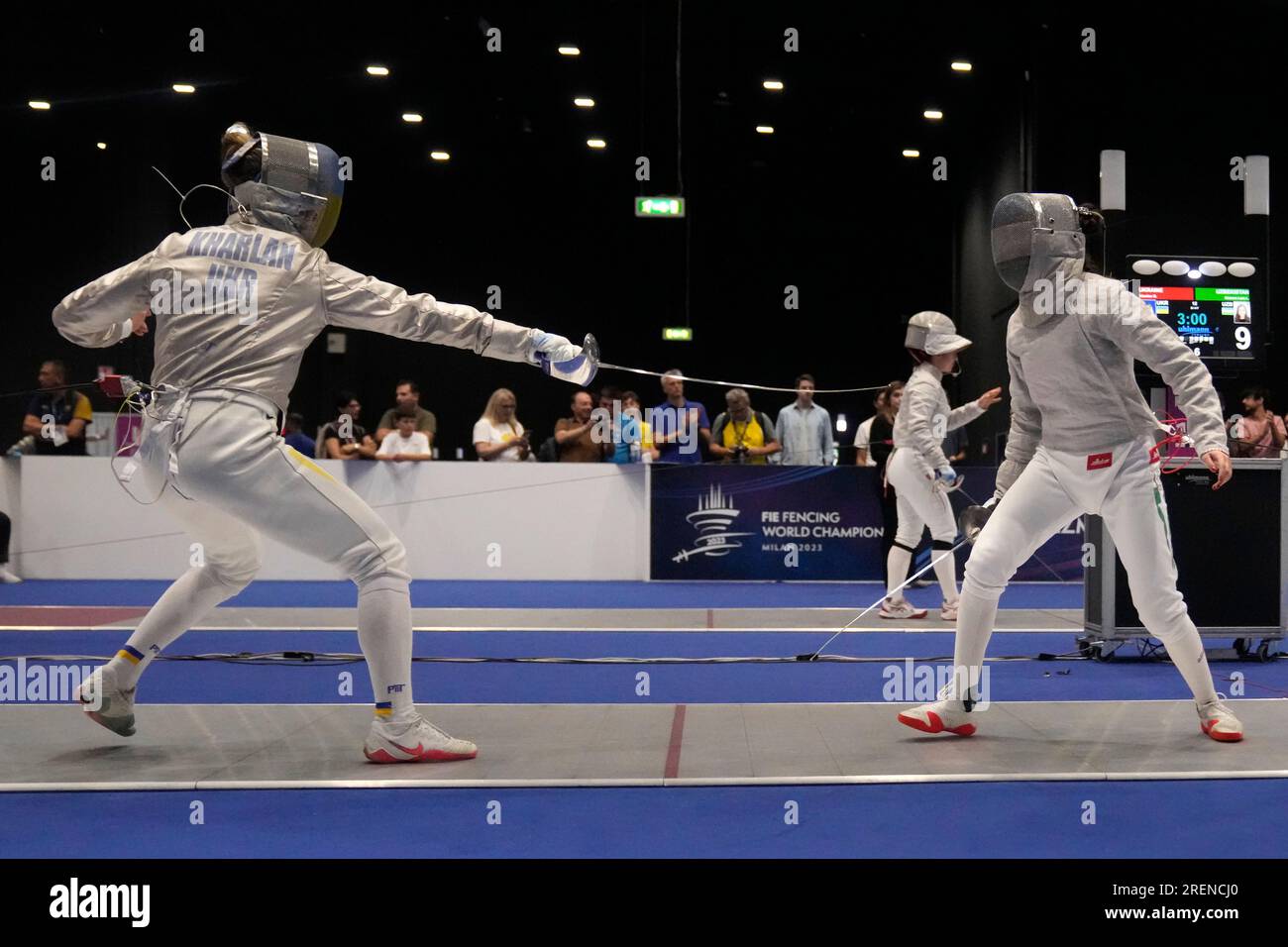 Ukraine's Olga Kharlan competes with Uzbekistan's Luisa Herrera Lara ...