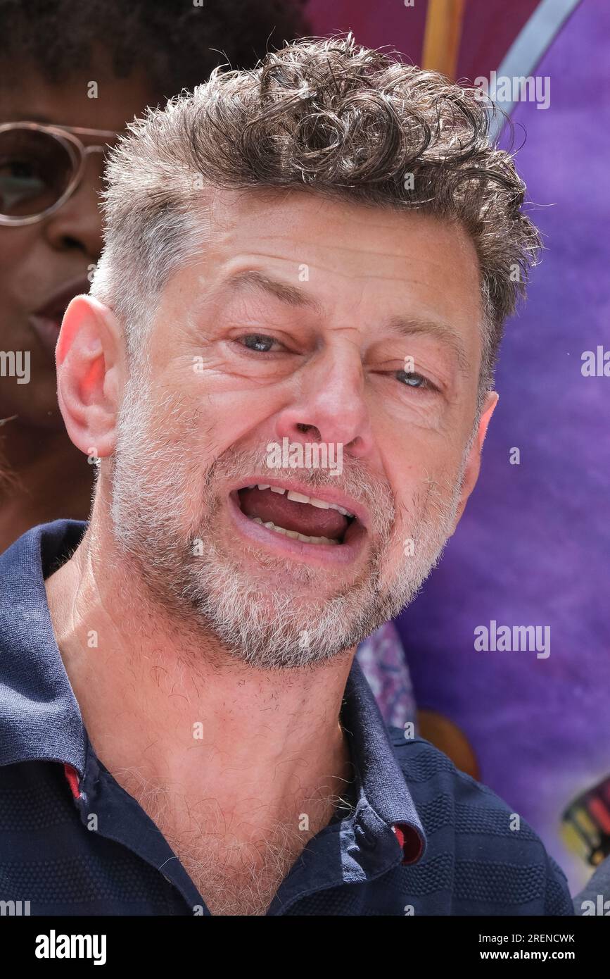 Actor Andy Serkis at the Equity Union rally, London, standing in ...