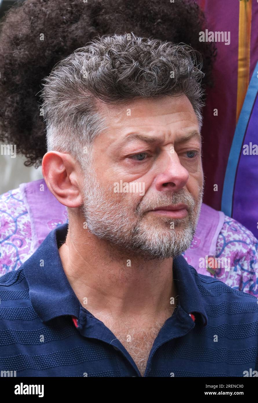 Actor Andy Serkis at the Equity Union rally, London, standing in ...
