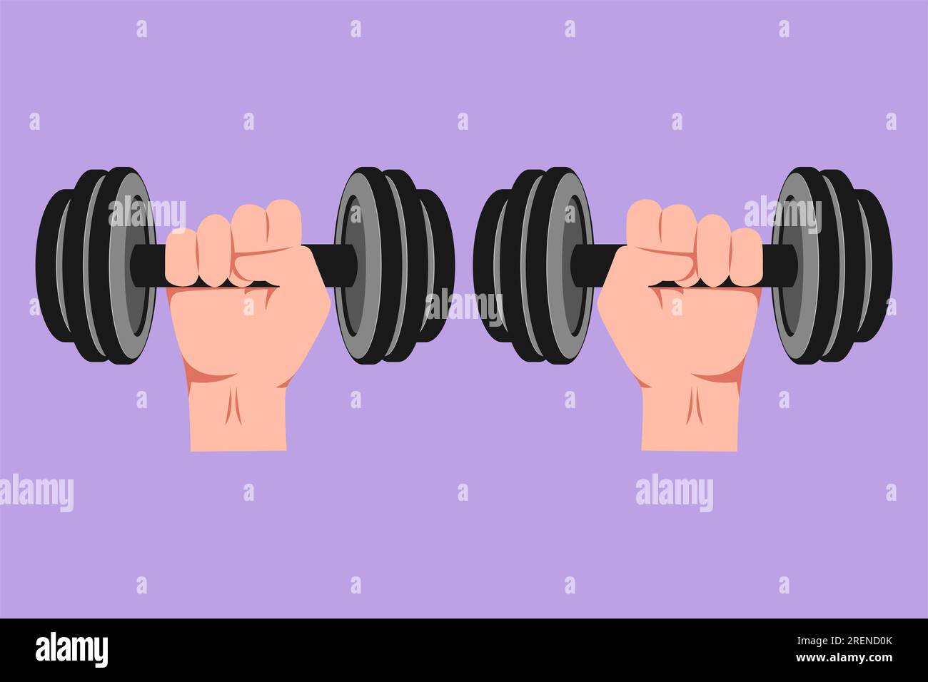 Character flat drawing athletic sportsman arm holding dumbbell. Fitness ...