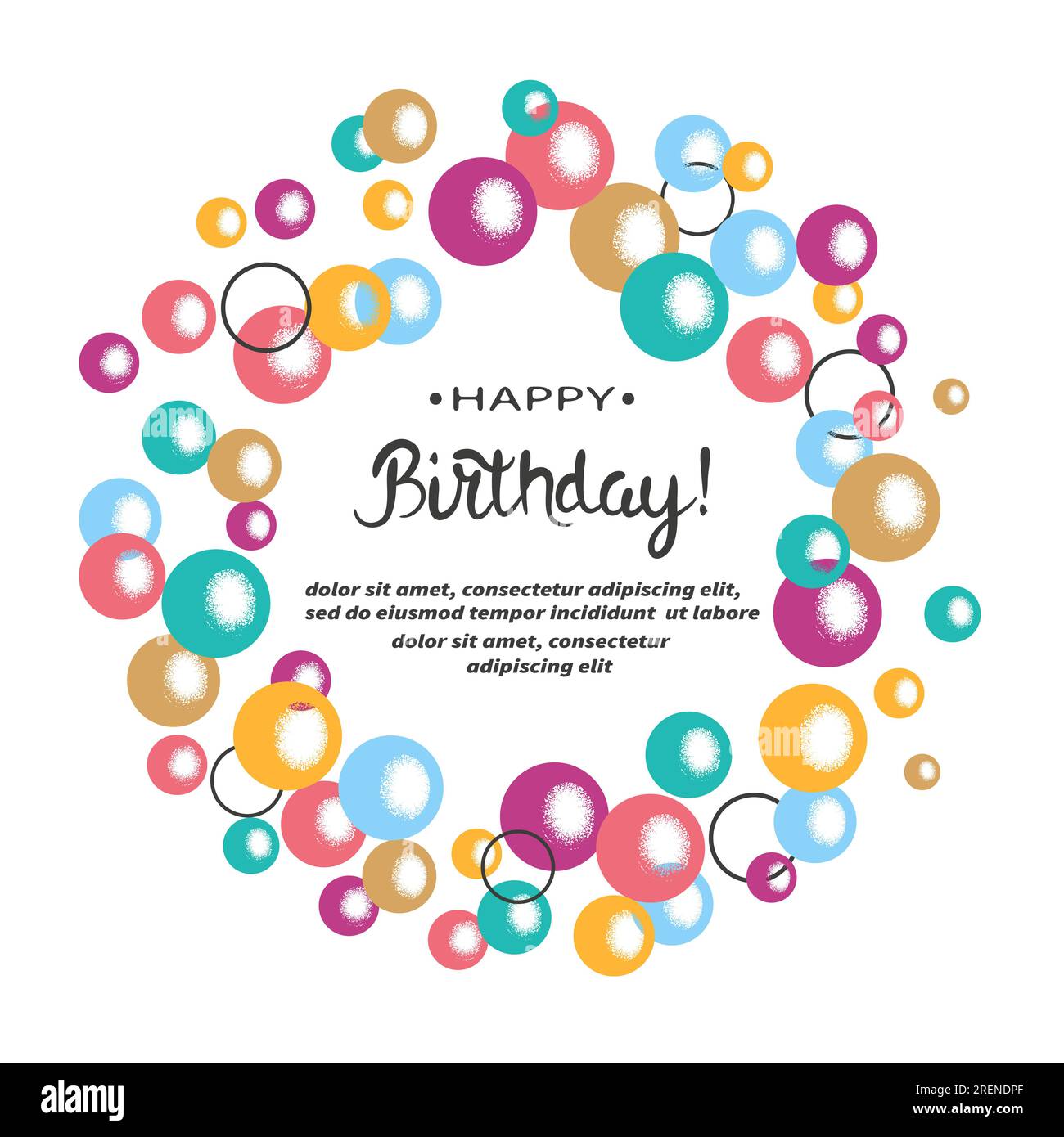 Happy Birthday card design with colorful bubbles Stock Vector Image ...