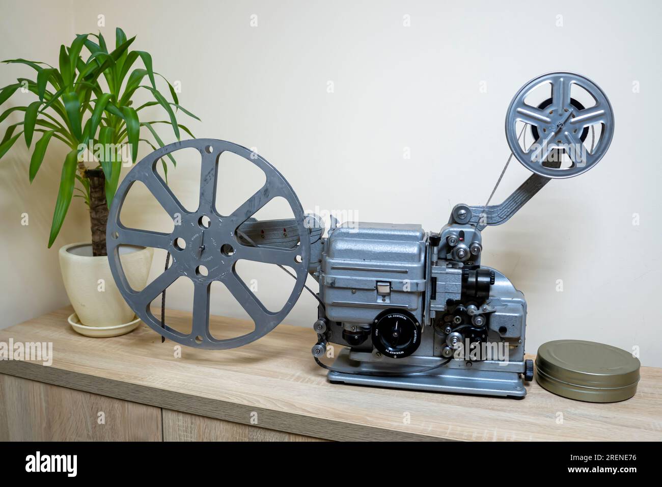 Vintage movie projector on white background, Retro movie projector and ...
