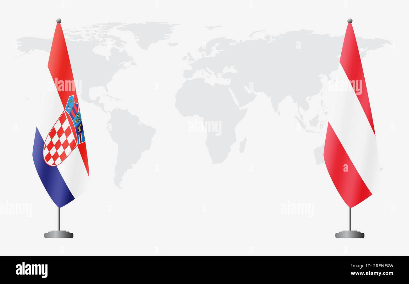 Croatia and Austria flags for official meeting against background of ...